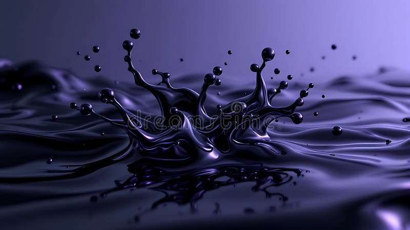 Abstract Purple Liquid Splash with Glossy Texture and Dynamic Ripples ...