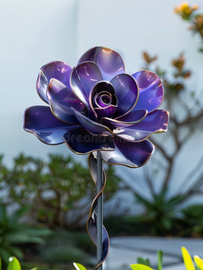 Abstract Purple Metal Flower Garden Setting Stock Photos - Free ...