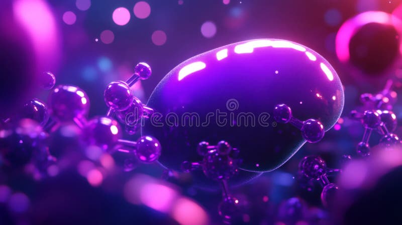 Abstract Purple Molecular Structures Illuminated Stock Illustration ...