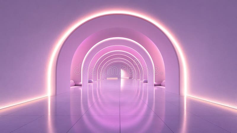 Abstract Purple Neon Archway Tunnel Stock Illustration - Illustration ...