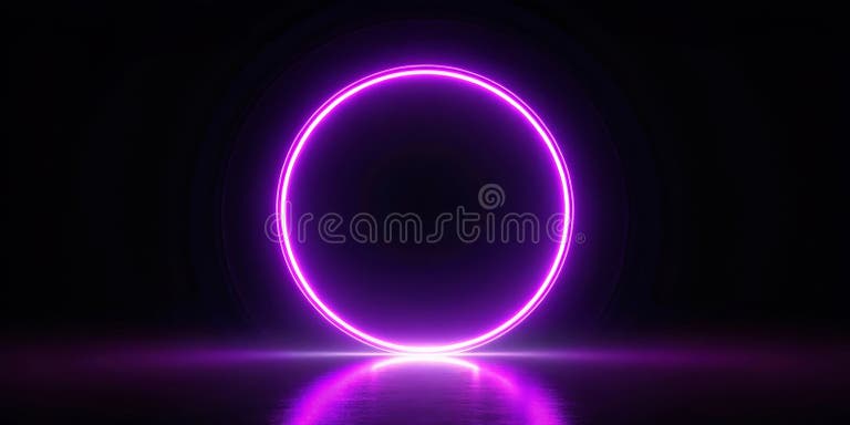 Abstract Purple Neon Circle Glowing Brightly in the Dark. Generative AI ...