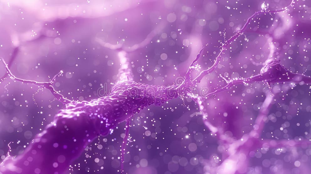 Abstract Purple Nerve Cell Network Microscopic Structure Illustration ...