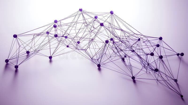 Abstract Purple Network of Connected Nodes. Stock Photo - Image of ...