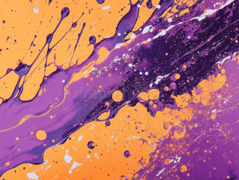 Abstract Purple and Orange Swirl with White Splashes Stock Illustration ...