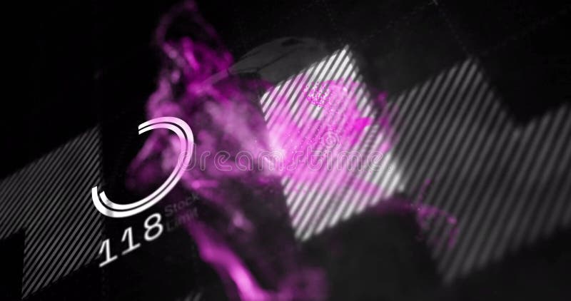 Abstract Purple Particles and Circular Progress Bar Image Over Dark ...