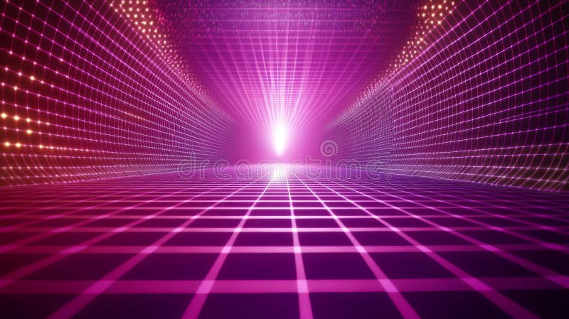 Abstract Purple and Pink Digital Background with Grid and Light Effects ...