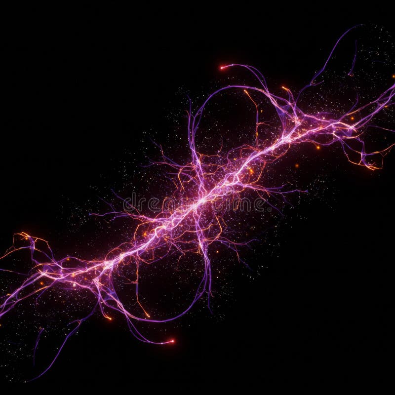 Abstract Purple Pink Energy Stream Glowing in Dark Space Stock ...