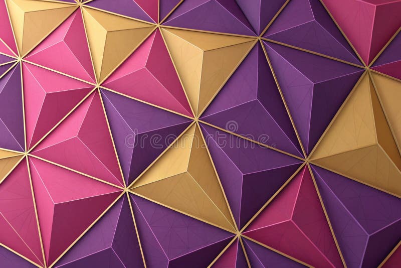 Abstract Purple Pink Gold Geometric 3D Low Poly Background Texture ...