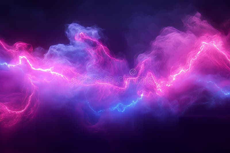 Abstract Purple Pink Neon Lightning Energy Background Digital Art Stock ...