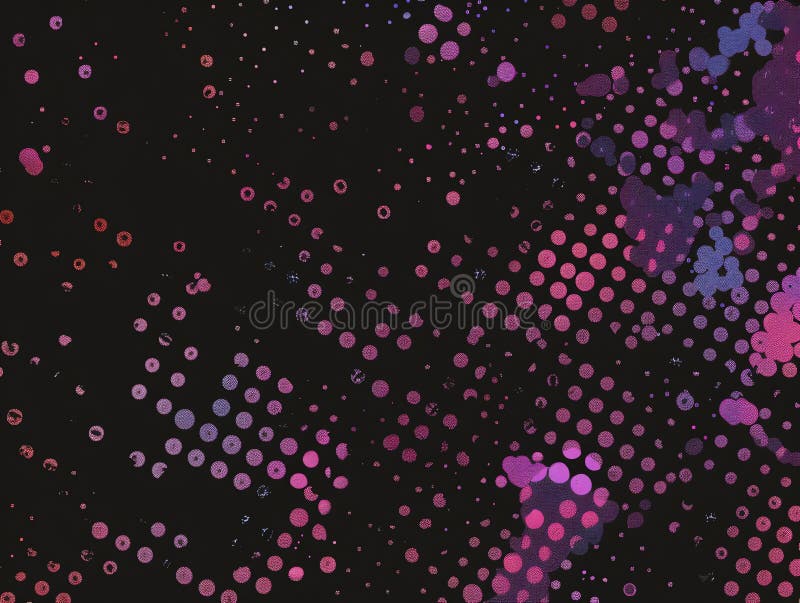Abstract Purple and Pink Polka Dot Pattern on a Black Background ...