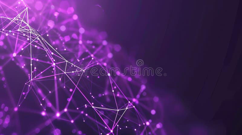 Abstract Purple Plexus Design with Glowing Lines and Dots. Concept of ...