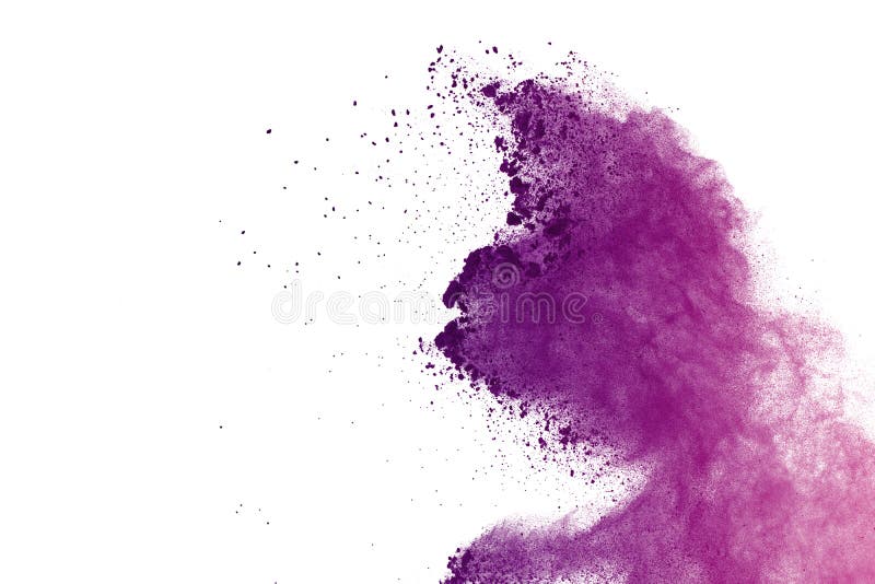 Abstract Purple Powder Explosion on White Background. Abstract Colored ...