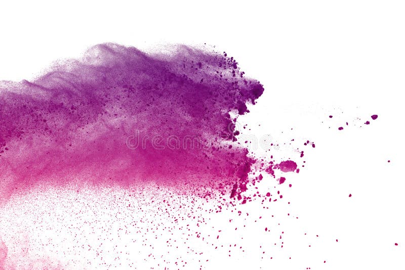 Abstract Purple Powder Explosion on White Background. Abstract Colored ...