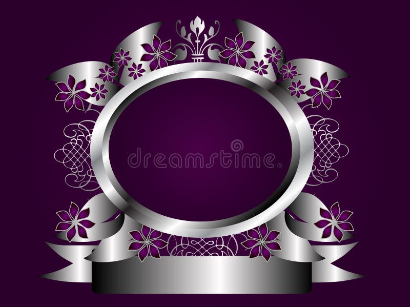 Abstract Purple and Silver Floral Frame Stock Vector - Illustration of ...
