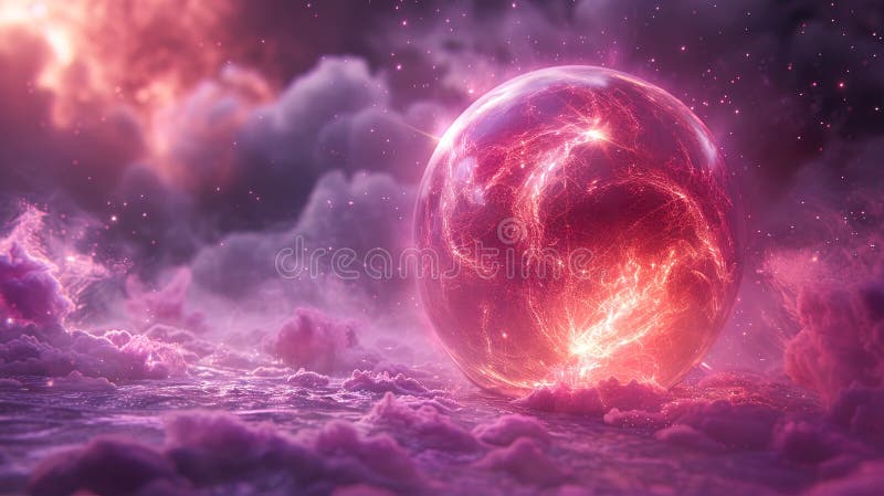 Abstract Purple Sphere Magical Glowing Stock Illustration ...