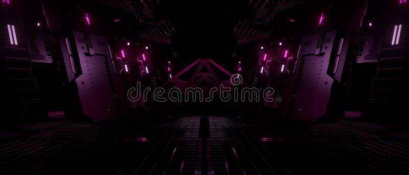 Abstract Purple Trendy Futuristic Sci-Fi Corridor with Neon Lights ...