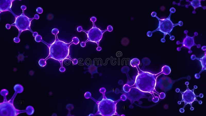 Abstract Purple Virus or Molecular Structure Floating in Dark Space ...