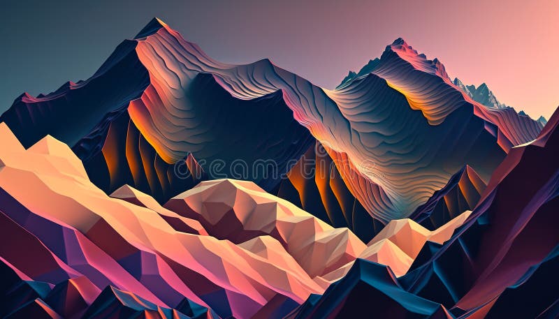 Abstract Purple Vivid Mountain Range Landscape, Generative AI Stock ...
