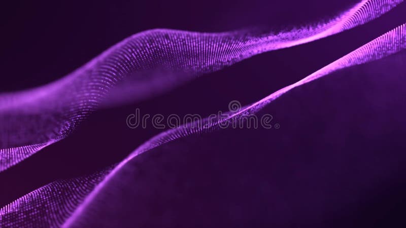 Abstract Purple Waves from Glowing Particles and Lines Futuristic Hi ...