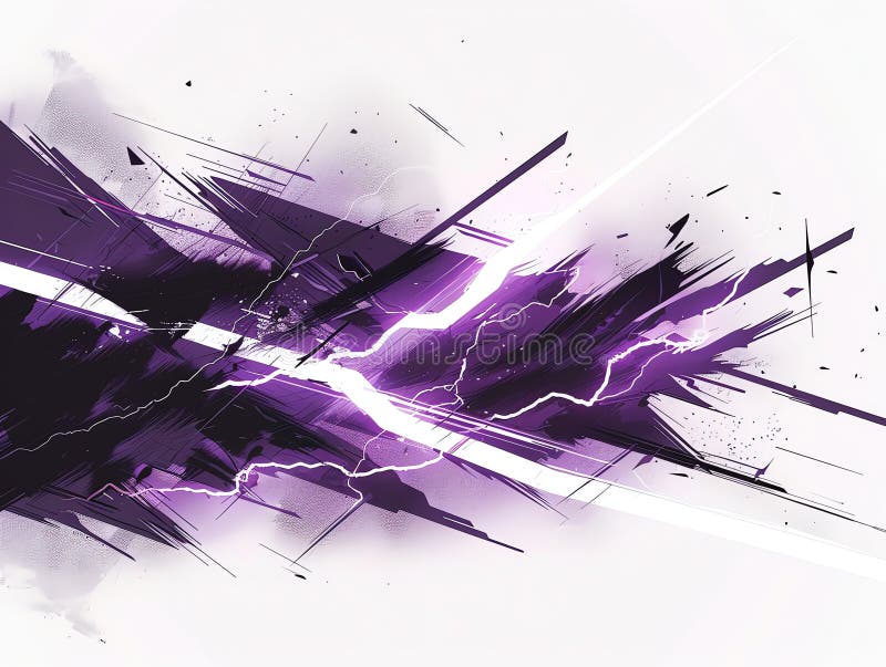 Abstract Purple and White Lightning Strike Background. Dynamic and ...