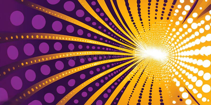 Abstract Purple Yellow Dotted Lines Converging Bright Light Tunnel ...