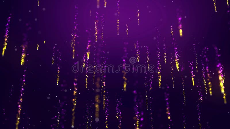 Purple Falling Glitter Particles on Black Background, Horizontal ...