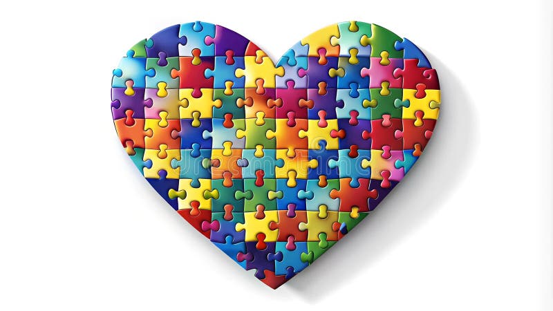 Abstract Puzzle Heart for Autism Awareness Day a Vibrant Multi-colored ...