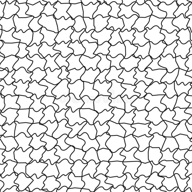 Abstract Puzzle Texture. Random Irregular Shapes. Black Line Pattern ...