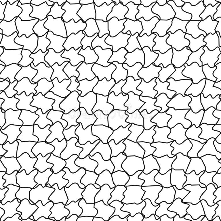 Abstract Puzzle Texture. Random Irregular Shapes. Black Line Pattern ...