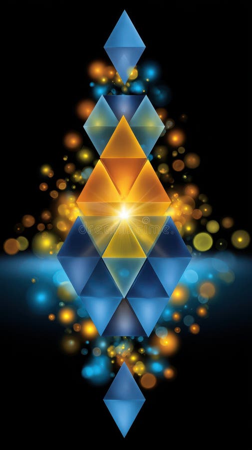 Abstract Pyramid of Geometric Triangles with Glowing Light Effect on ...