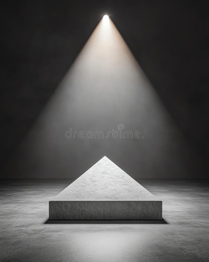 Abstract Pyramid Structure Illuminated by Dramatic Spotlight Stock ...