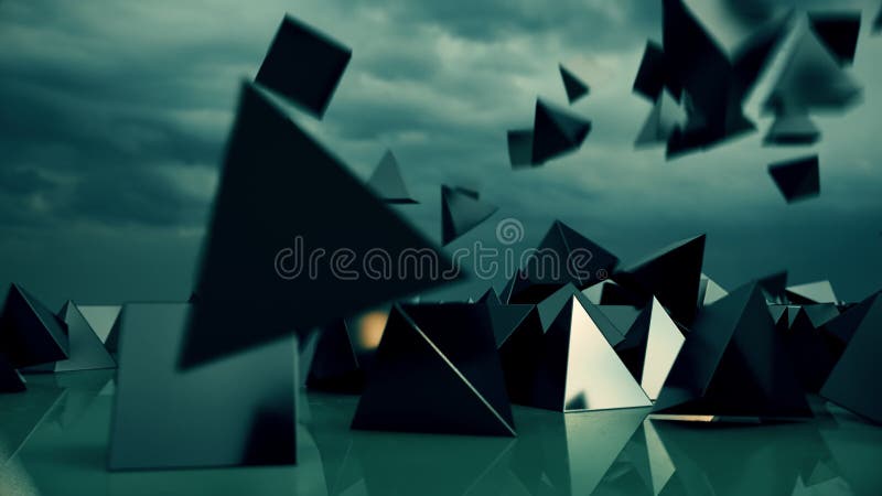 Abstract Pyramids Falling from Sky. Stock Video - Video of abstraction ...