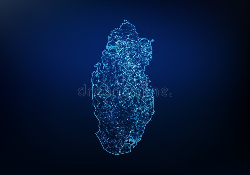 Abstract of Qatar Map Network, Internet and Global Connection Concept ...