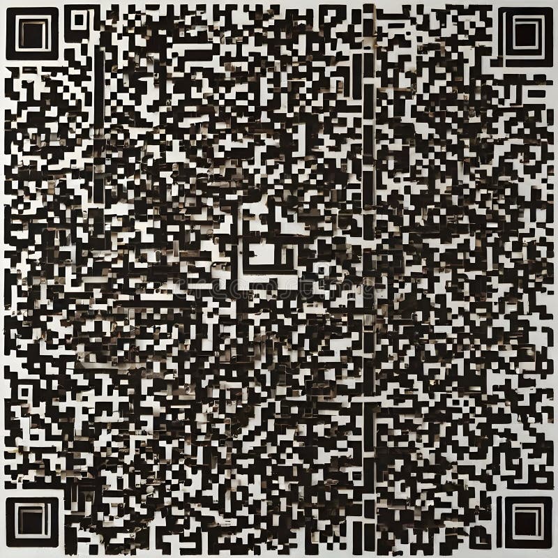 Abstract QR Code with Cutout Patterns on White Background. Stock Photo ...