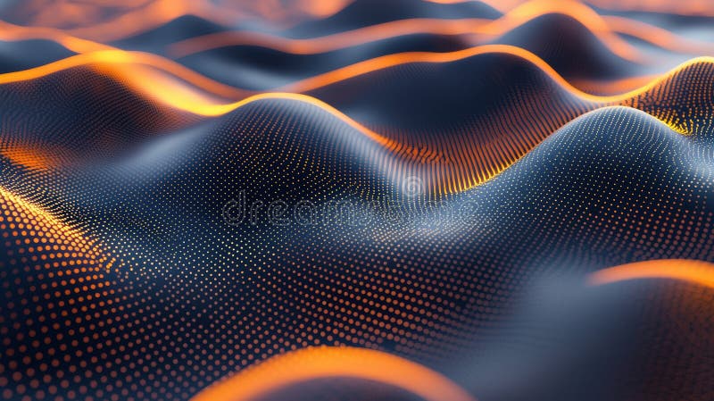 Abstract Quantum Computing Illustration with Glowing Orange Waves Stock ...