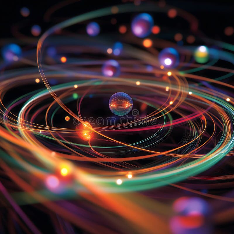 Abstract Quantum Particles stock illustration. Illustration of green ...