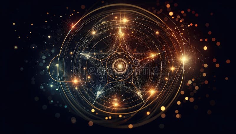 Abstract Quantum Physics Concept Art with Glowing Particles and Atomic ...