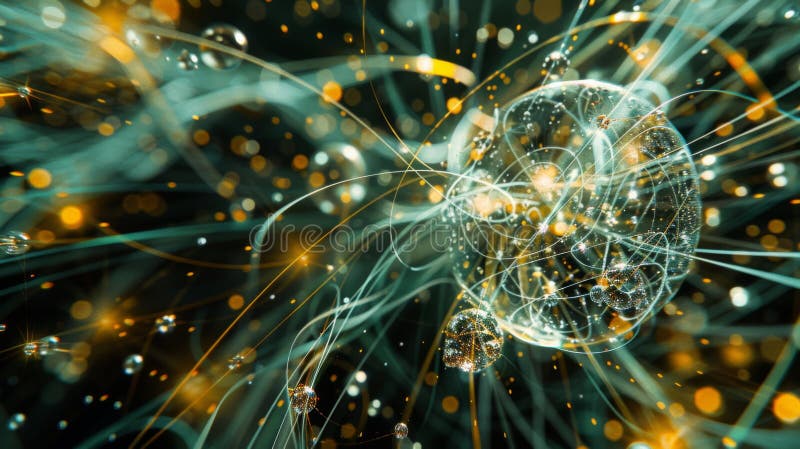 Abstract Quantum Technology Background with Glowing Particles Stock ...