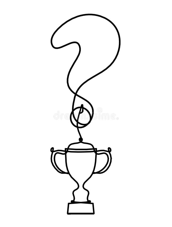 Abstract Question Mark with Trophy Continuous Lines Drawing on White ...