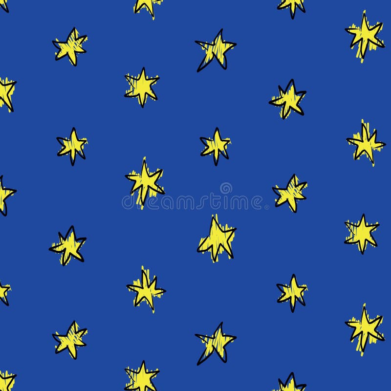 Abstract Quirky Stars Different Shapes Seamless Pattern. Modern ...