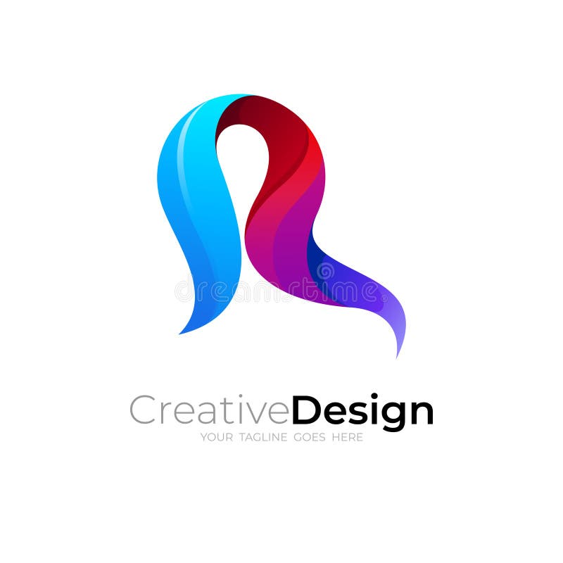 Abstract R Logo Design Colorful, 3d Style Icons Stock Vector ...
