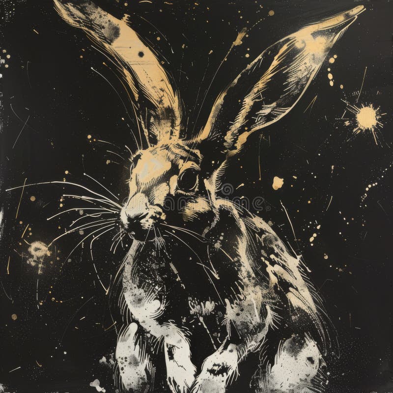 Abstract Rabbit Artwork stock photo. Image of dark, splash - 312103930