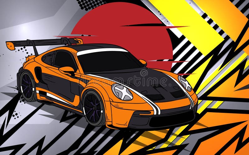 Abstract Background with Orange Color Vector Car Object Stock ...