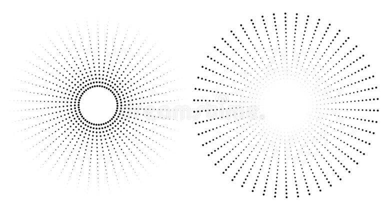 Abstract Radial Dot Patterns for Graphic Design. Halftone Dotted ...
