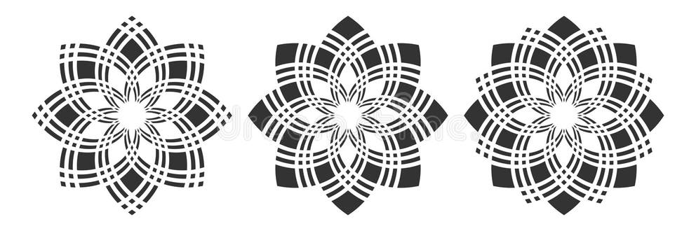 Abstract Radial Floral Patterns Set. Decorative Design Elements Stock ...