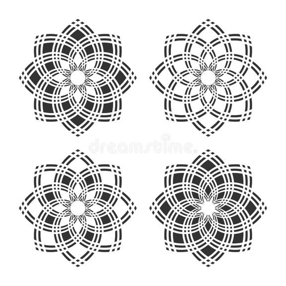 Abstract Radial Floral Patterns Set. Decorative Design Elements Stock ...