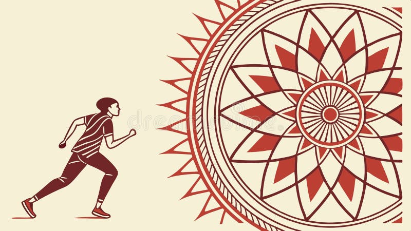 Abstract Radial Pattern Combining Floral and Sun Elements Vector Design ...