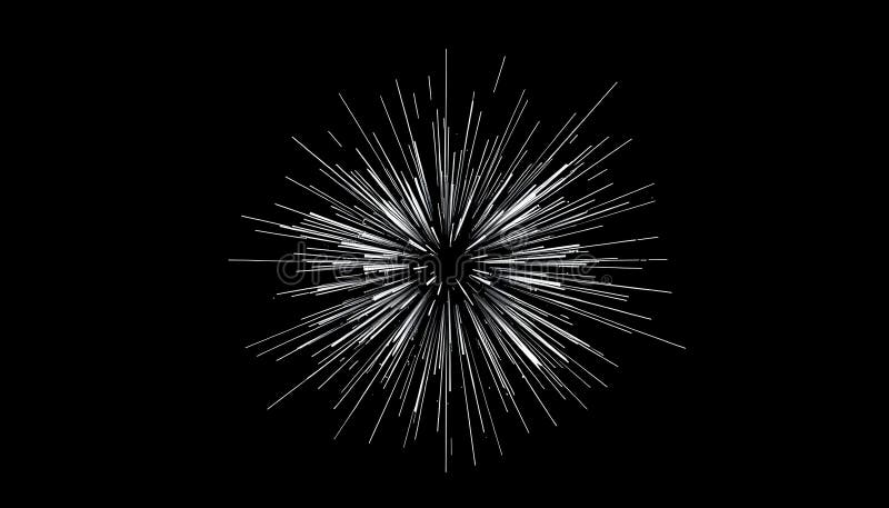 Abstract Radial Pattern of White Lines and Dots Emerging from a Central ...