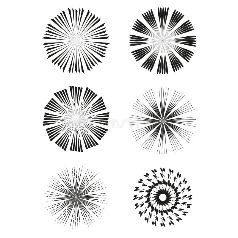 Abstract Radial Shapes. Black and White. Geometric Patterns. Vector ...
