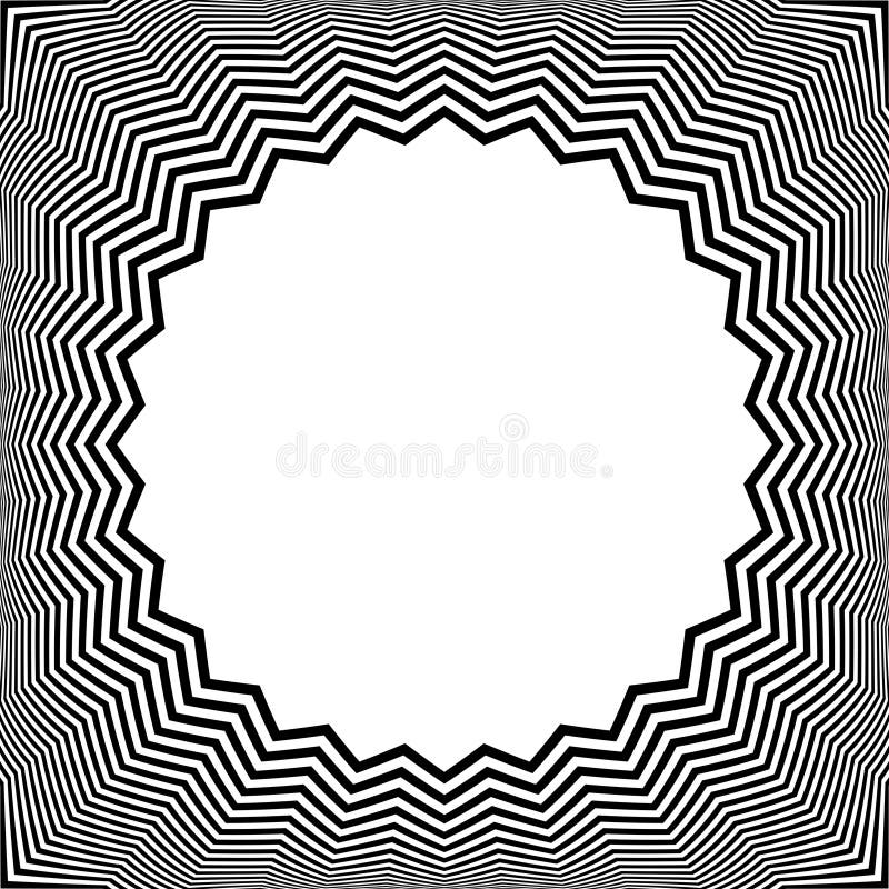 Abstract Radial Zig Zag Pattern for Convex Round Frame. 3D Illusion ...